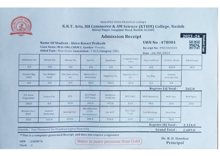 Admission Recepit Pic | PDF