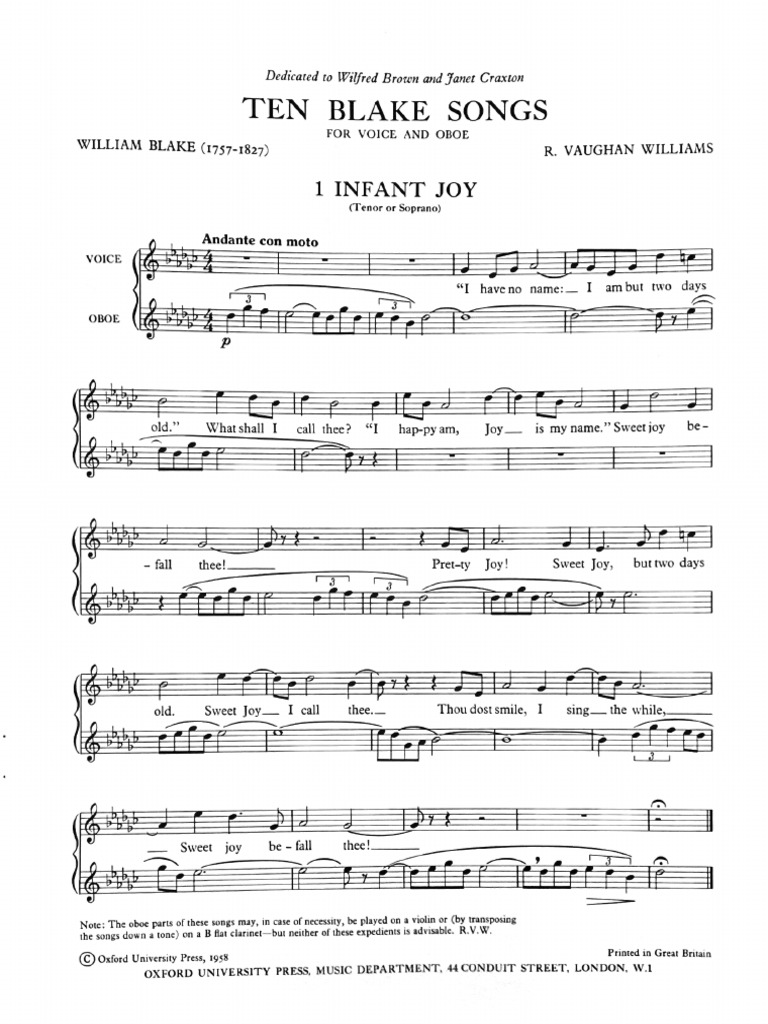 Vaughan Williams - Ten Blake Songs | PDF