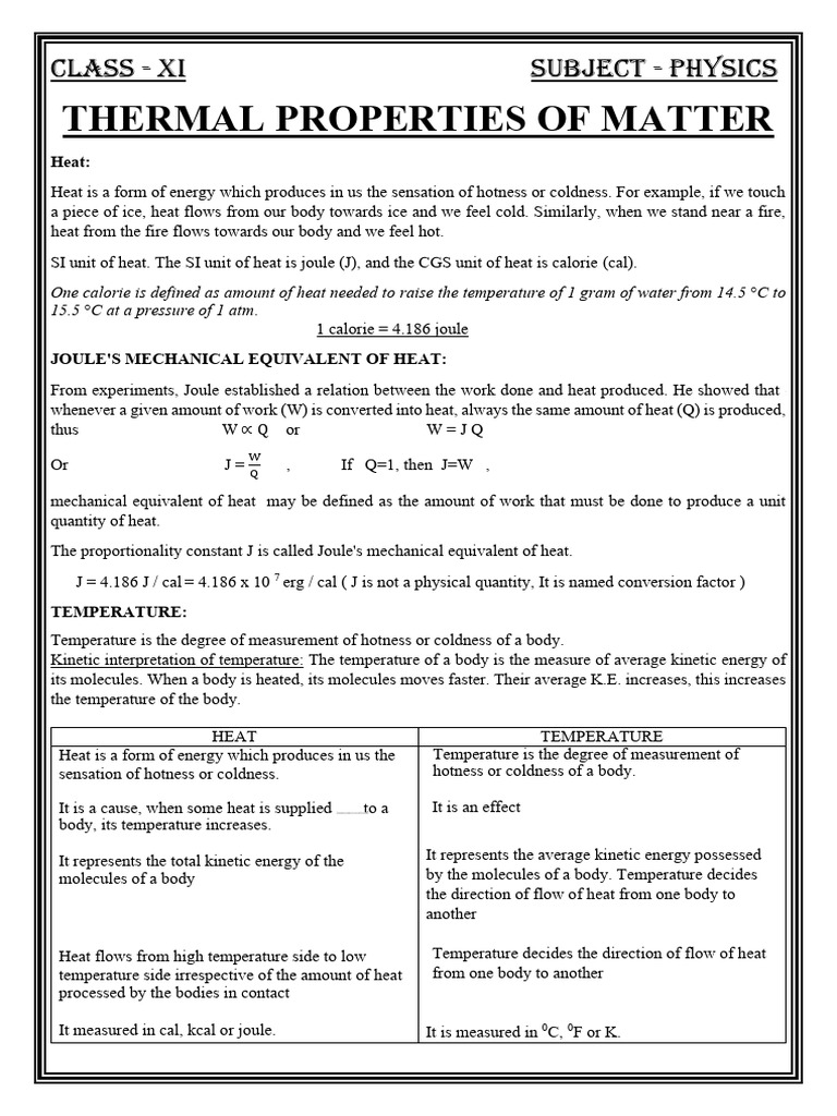 Notes | PDF | Fahrenheit | Thermal Expansion