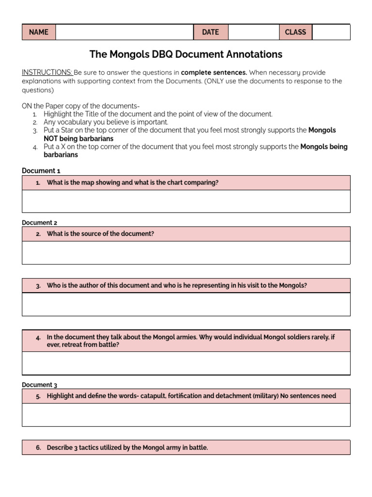 The Mongols Document Annotations | PDF