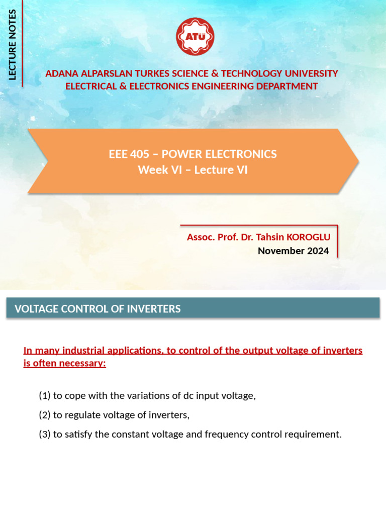 Lecture VI | PDF | Power Inverter | Power Electronics