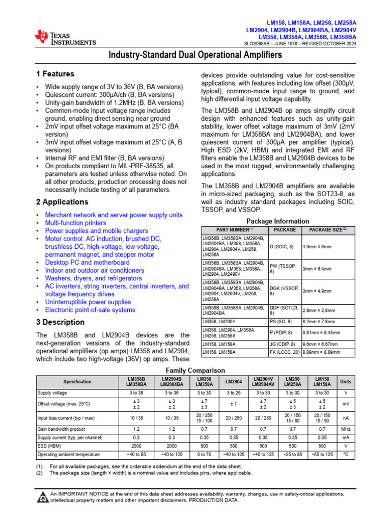 LM 358 | PDF | Electrostatic Discharge | Amplifier