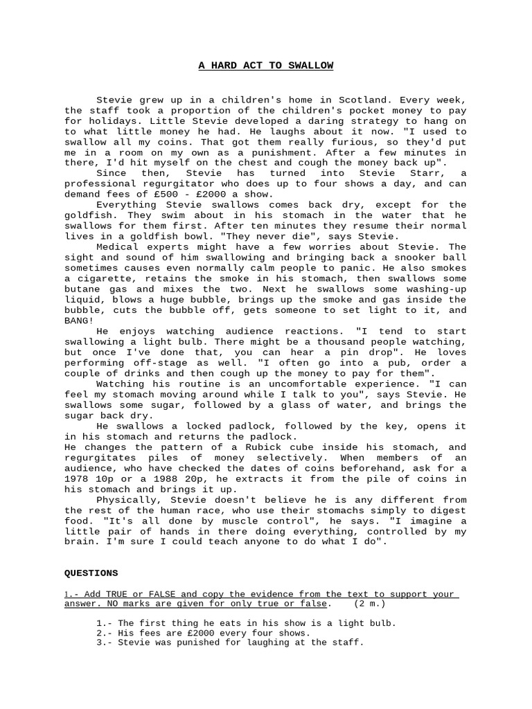 A Hard Act To Swallow | PDF | Linguistics