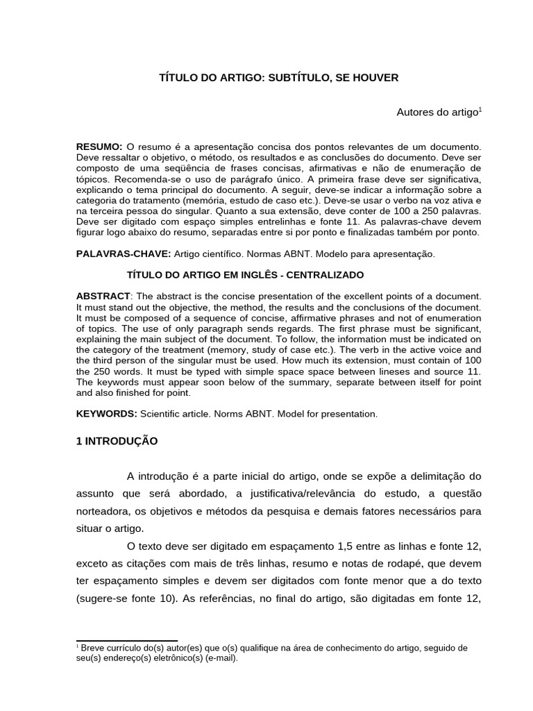 Modelo de Artigo Científico - entrega no M4 - TCC 2 | PDF | São Paulo ...