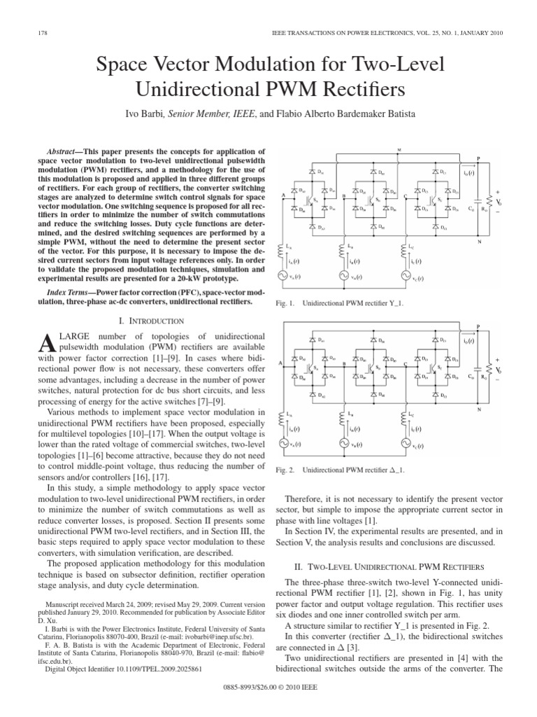 48 Space Vector Modulation For Two Level Unidirectional Pwm Rectifiers Pdf Rectifier Power