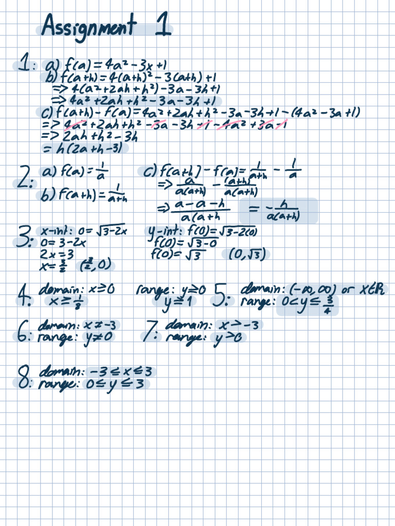 MTH 131 Assignment 1 | PDF