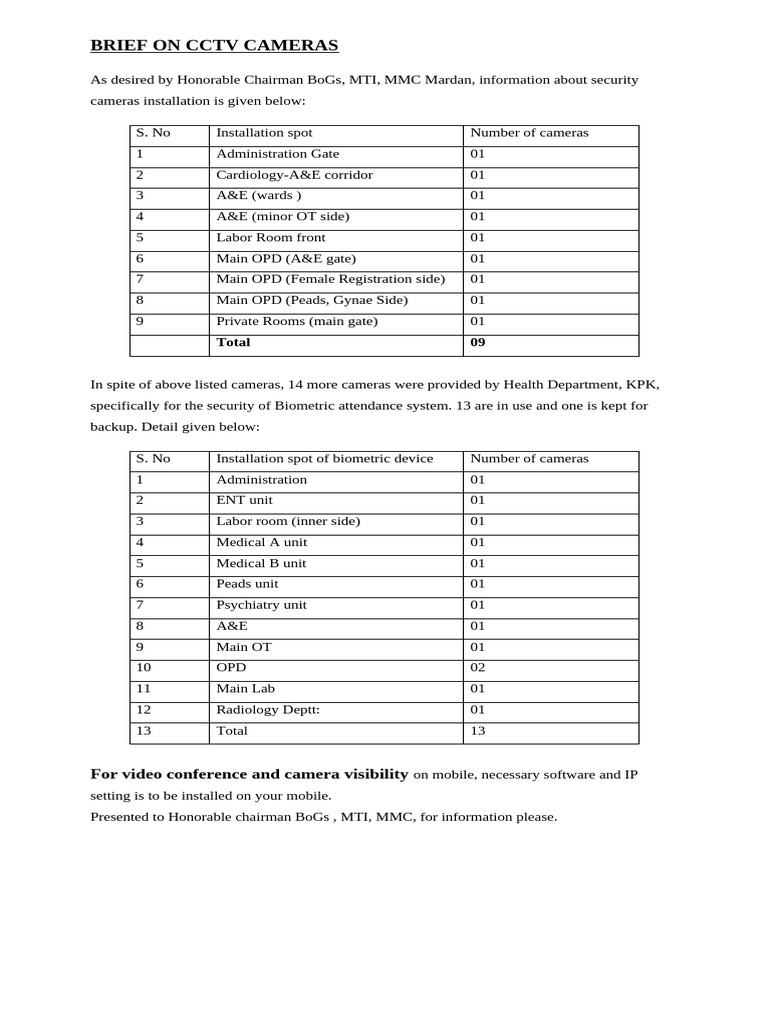 Brief On CCTV Cameras | PDF