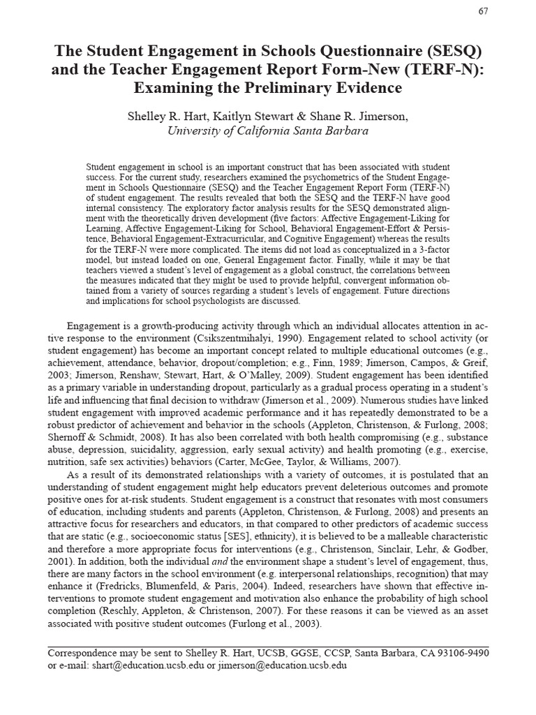 Student Engagement Questionnaire Insights | PDF | Statistical Analysis ...