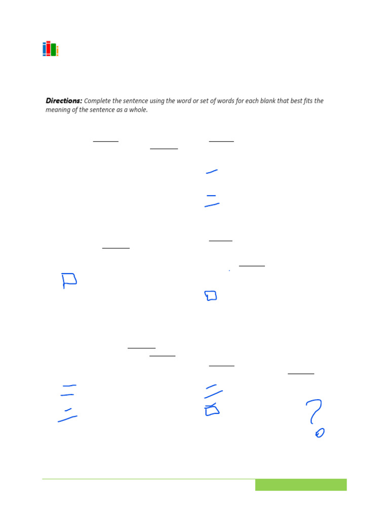 Sentence Completion Worksheets | PDF