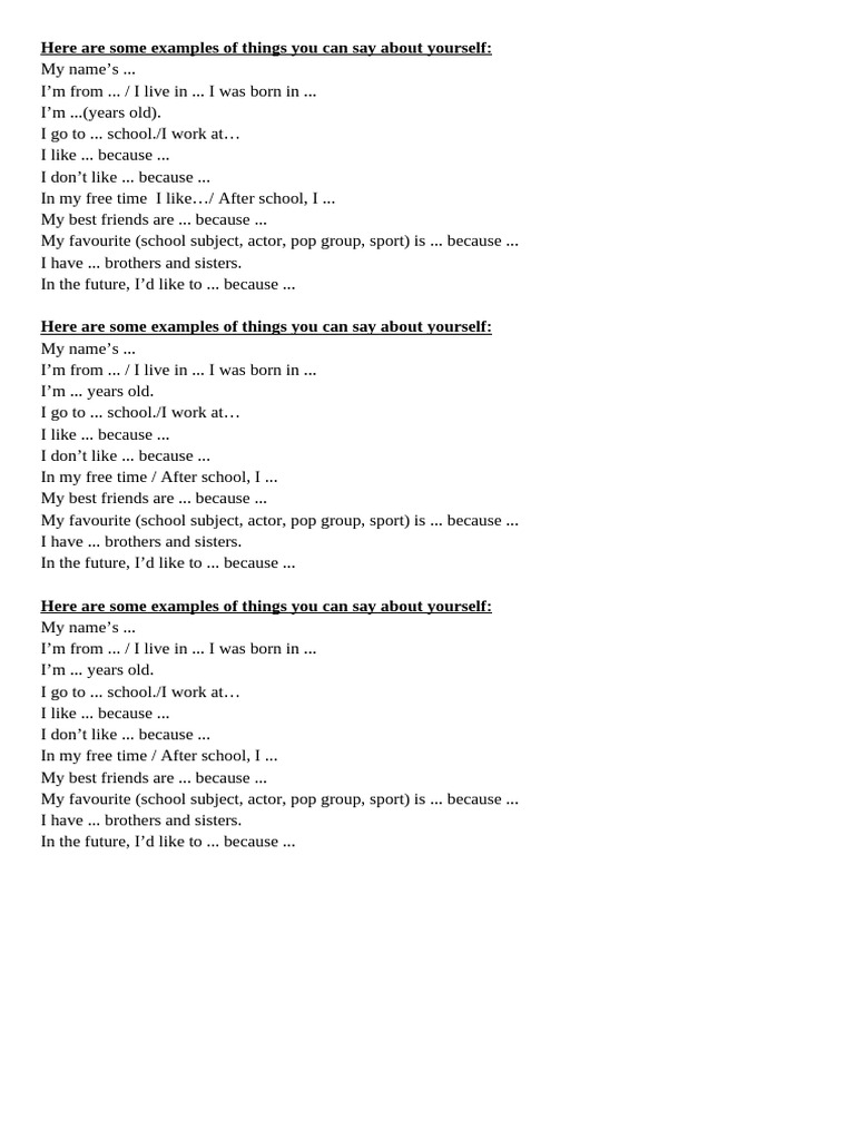 About Yourself | PDF