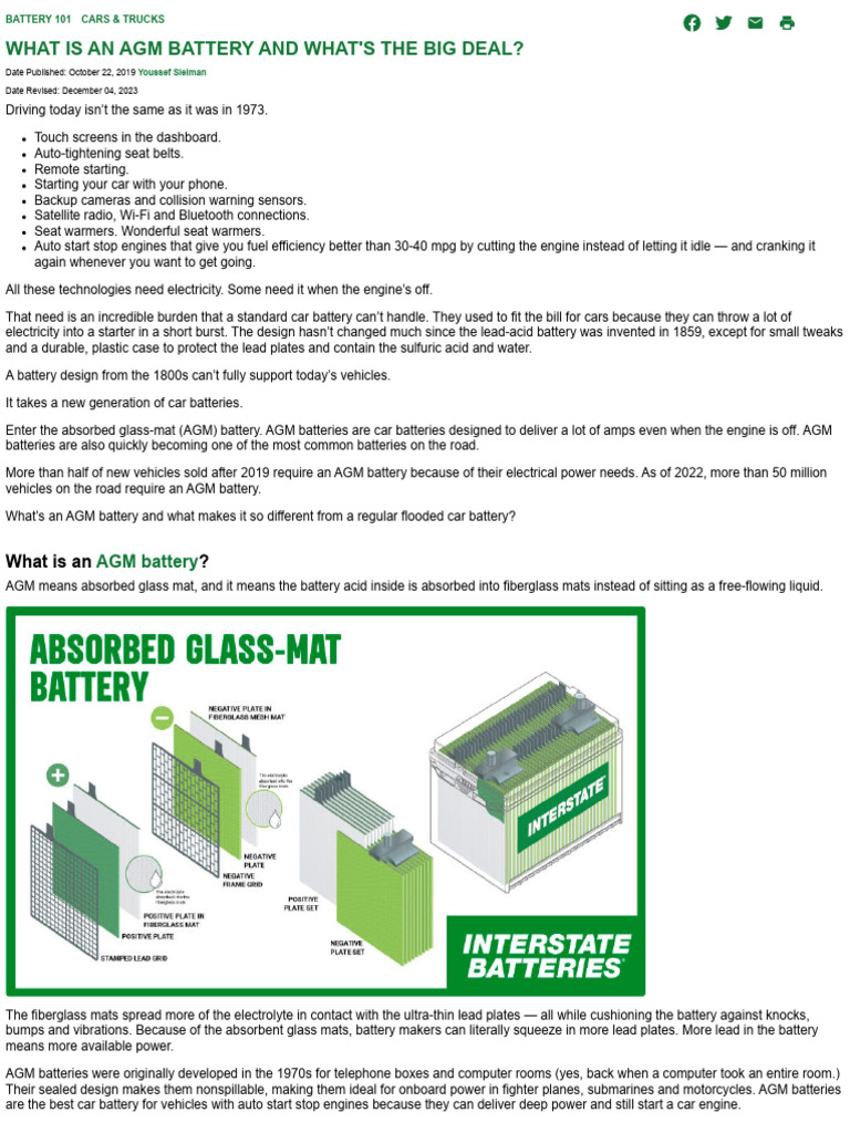 AGM Batteries: Powering Modern Vehicles | PDF | Rechargeable Battery ...