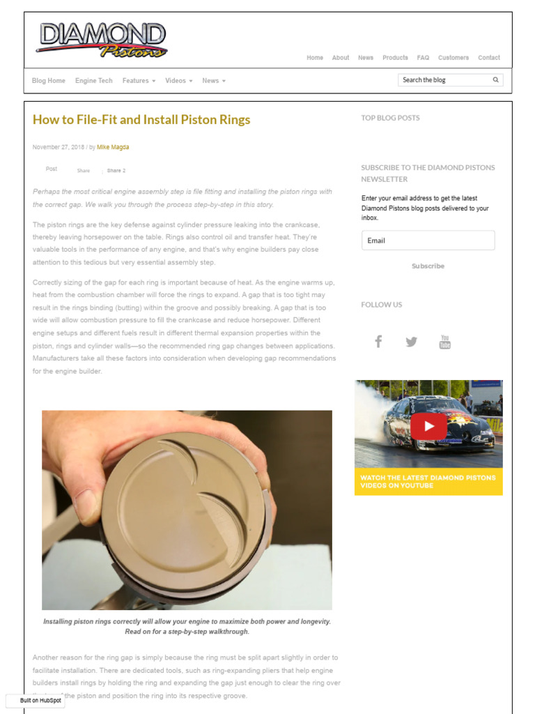 How To File-Fit and Install Piston Rings | PDF | Piston | Engines