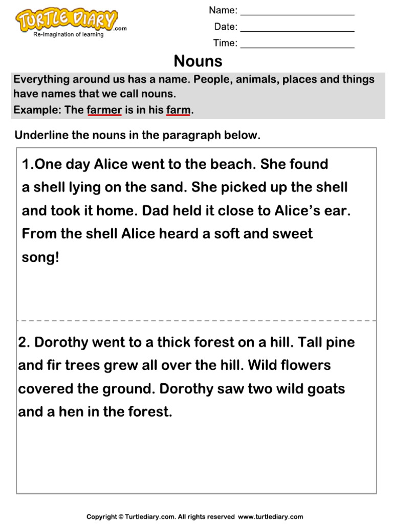 Find Nouns From Paragraph Shell On The Beach | PDF