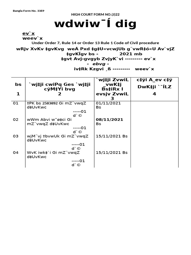 High Court Form No. 3369 Guidelines | PDF