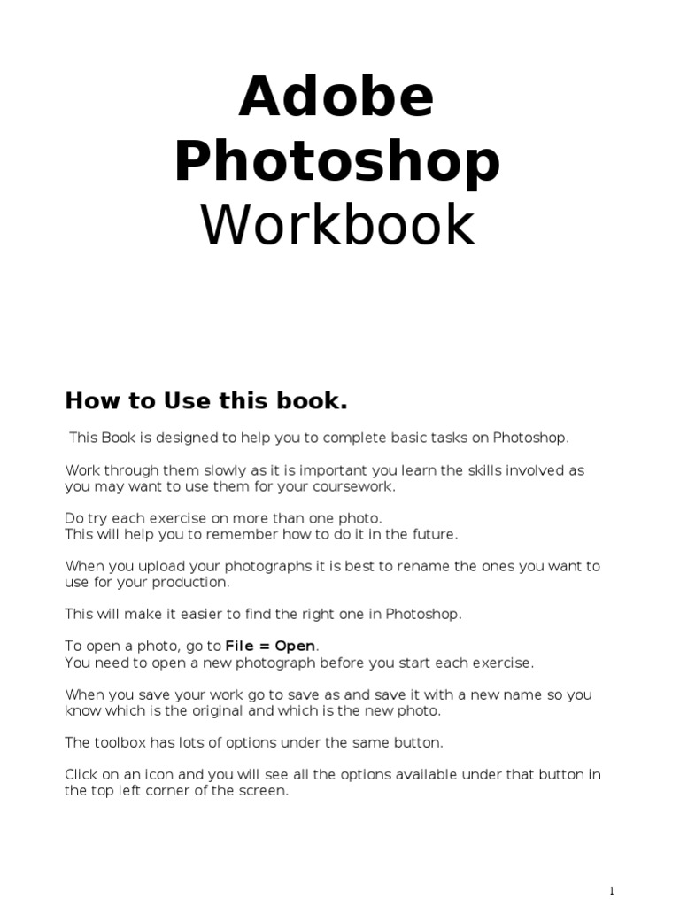 Adobe Photoshop: Workbook | PDF | Adobe Photoshop | Photograph