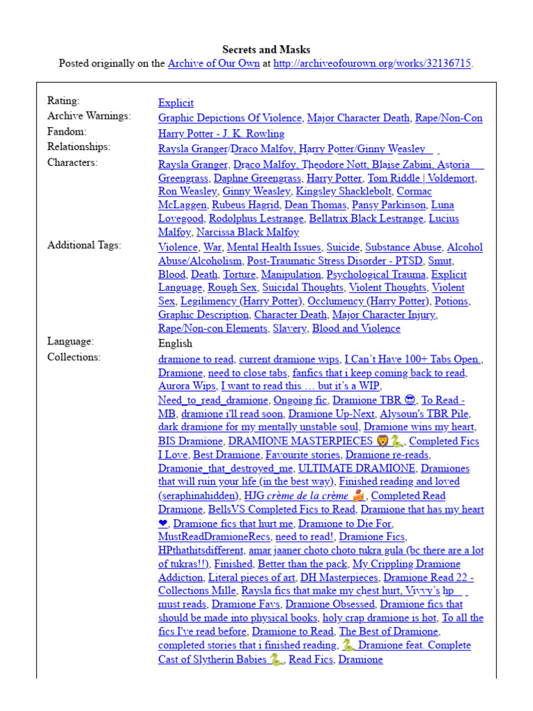 Secrets and Masks But With A Twist Rsrs | PDF | Harry Potter | J. K ...