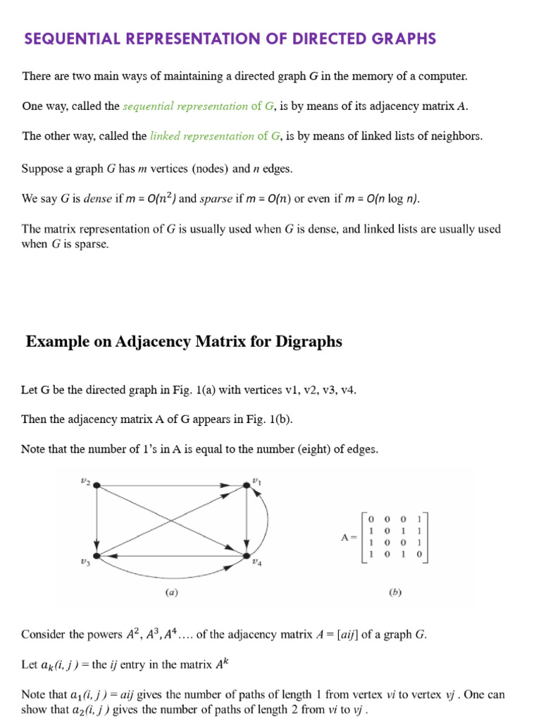 L14 Sequential Representation of Digraphs | PDF | Teaching Methods & Materials