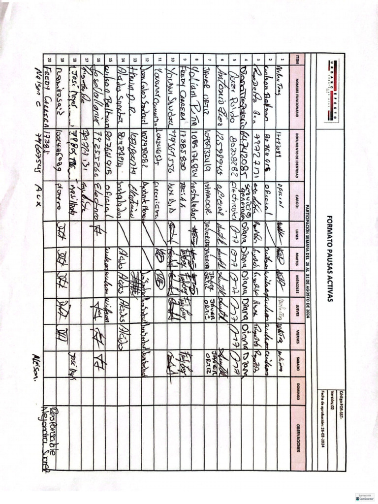 Doc. Reg. Pausas Activas | PDF