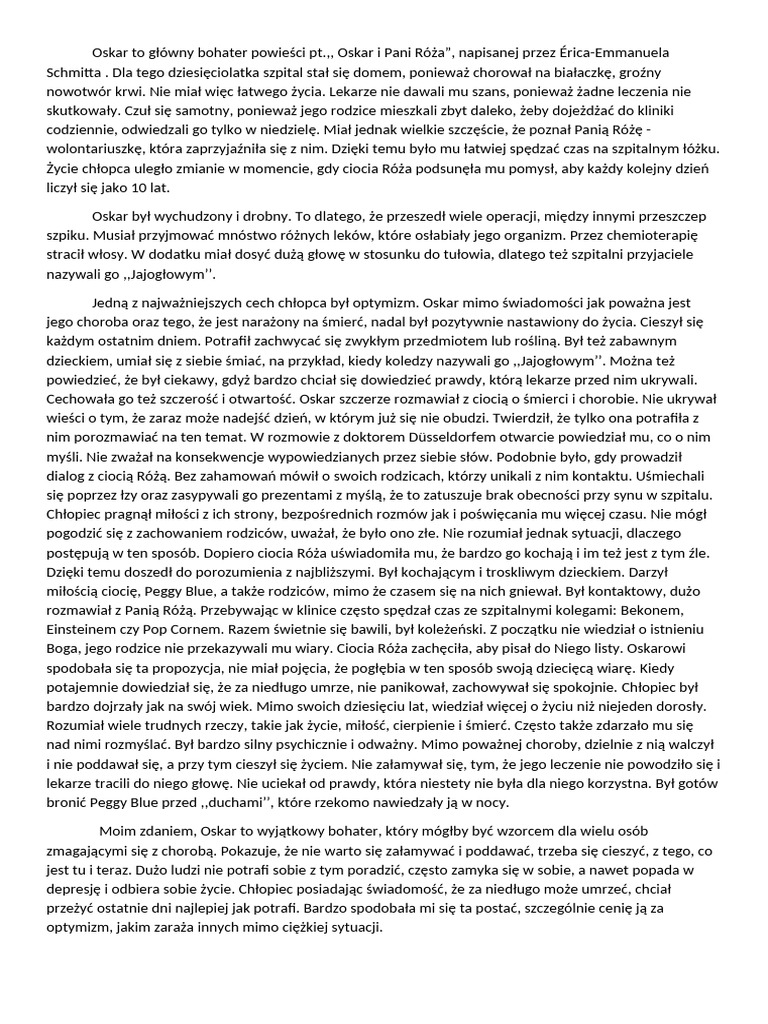 Charakterystyka Oskara | PDF