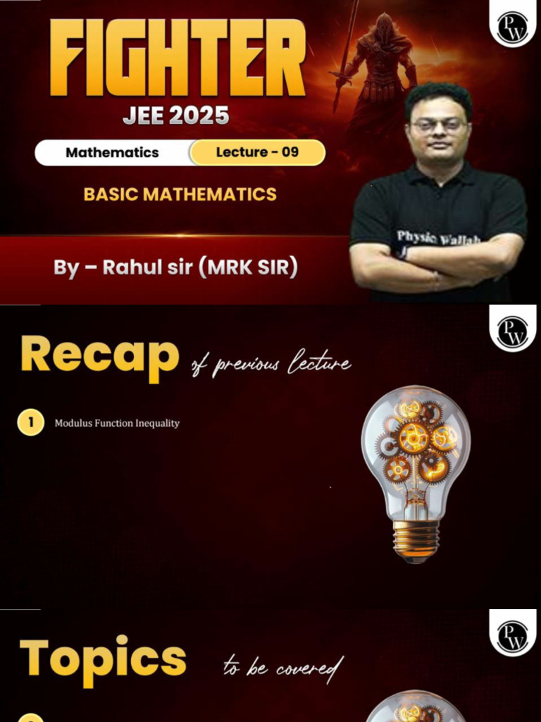 Basic Mathematics 09 - Class Notes - Fighter JEE 2025 | PDF