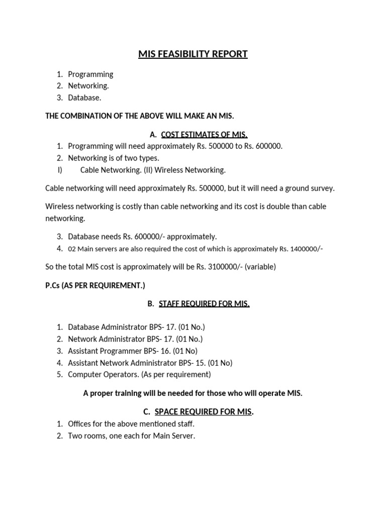 Mis Feasibility Report | PDF
