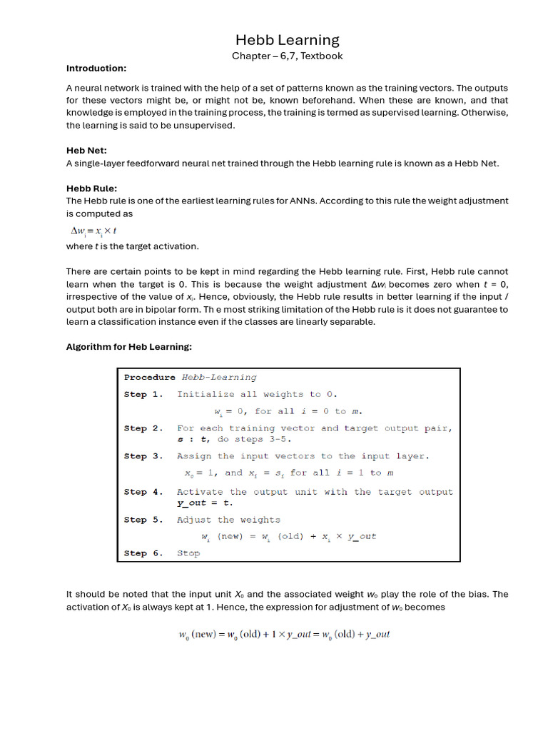 Notes-2-Supervised-Hebb Learning | PDF | Artificial Neural Network ...