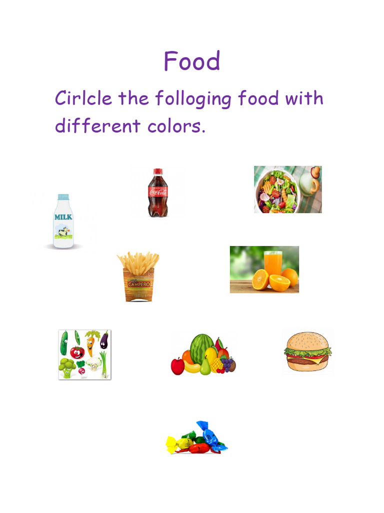 Colorful Food Activity Sheet | PDF