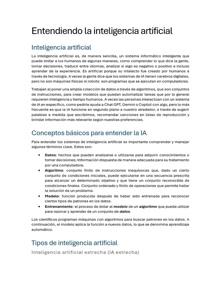 Guía Básica Sobre Inteligencia Artificial Pdf Inteligencia