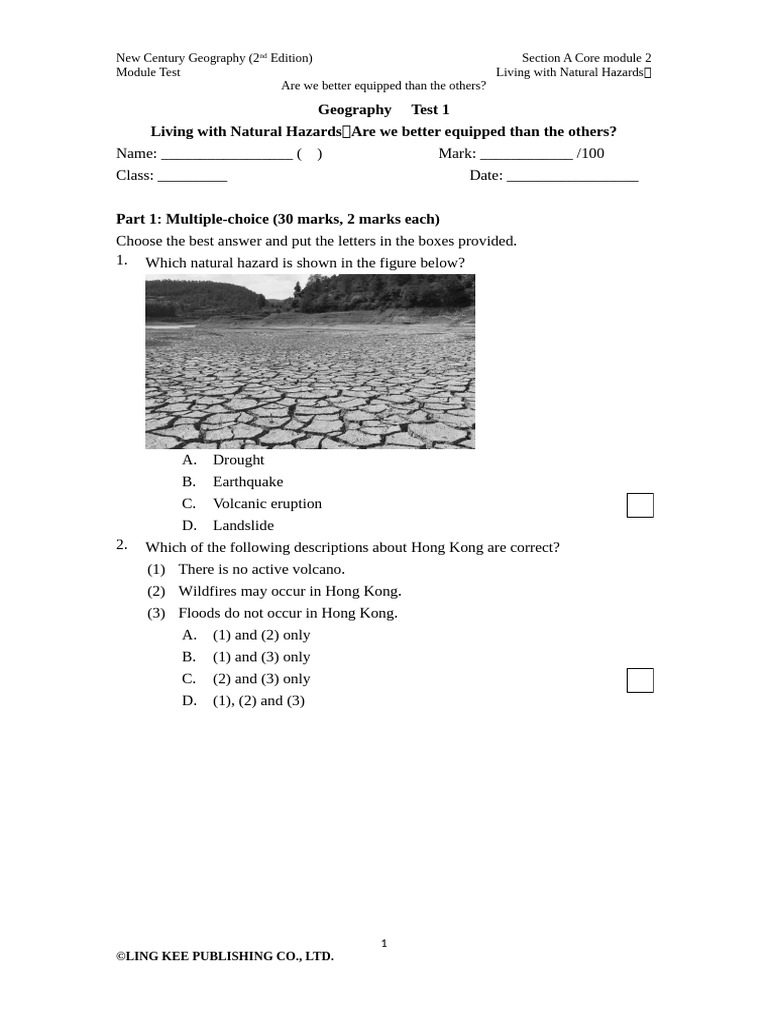 Module Test 1 For Section A Core Module 2 (2022 Ver.) | PDF | Tropical ...
