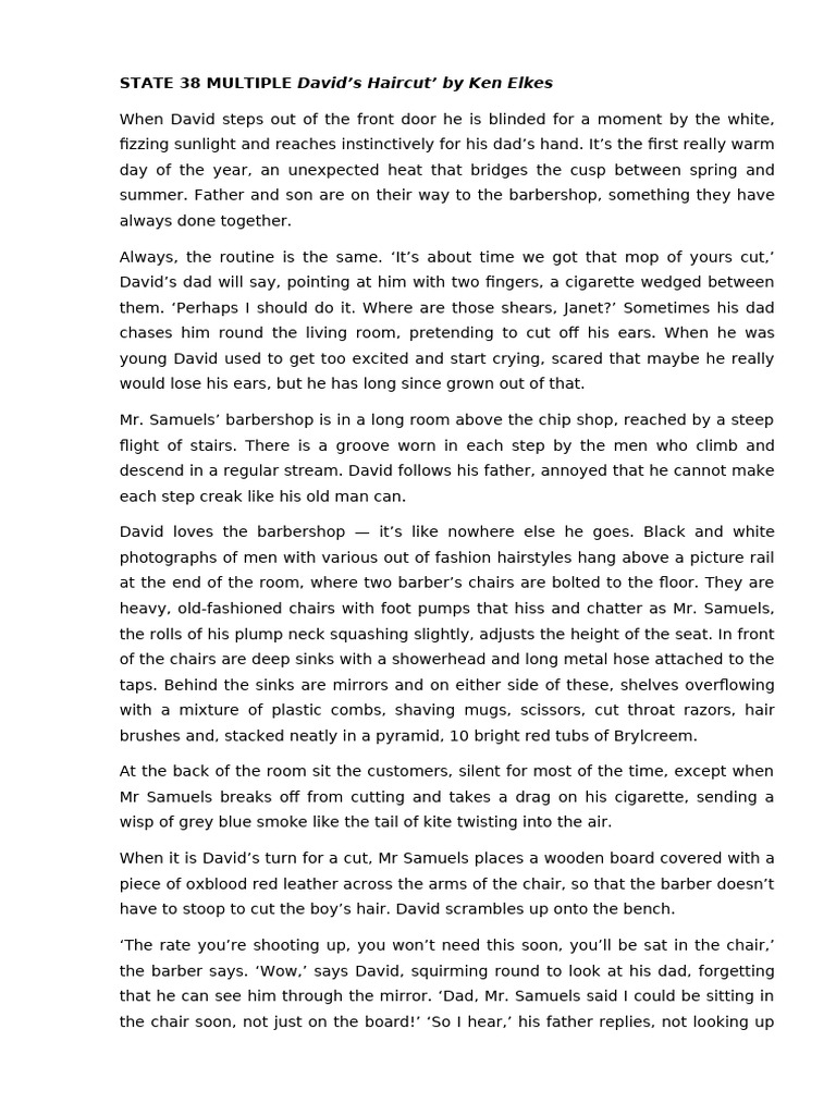 David's Haircut at Mr. Ken's Barbershop | PDF | Human Hair | Human ...
