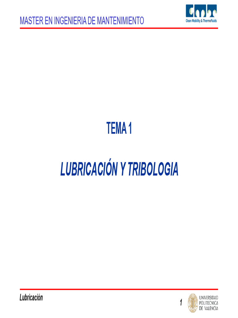 TEMA 1 Lubricación y Tribología | PDF | Fricción | Ciencias fisicas