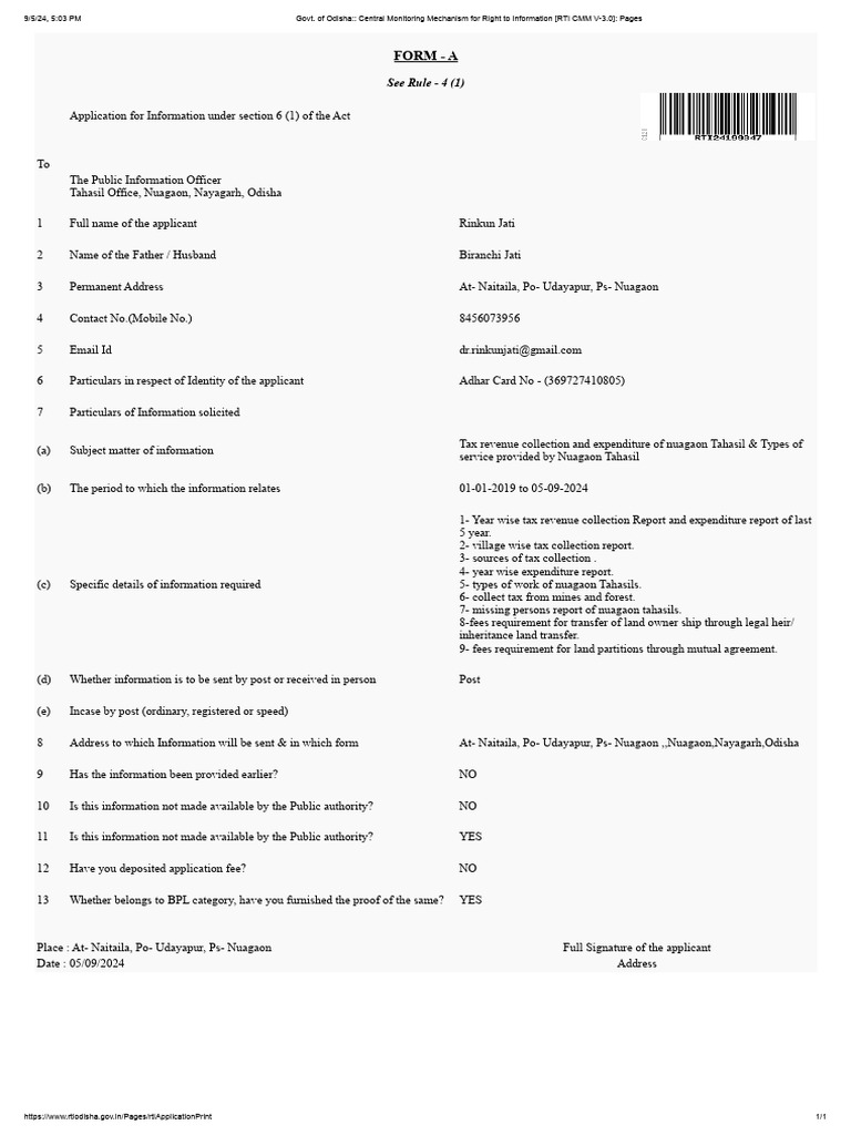 RTI Tahasils | PDF | Payments
