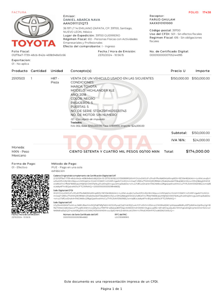 Refa Highlander | PDF | Impuestos | Pagos