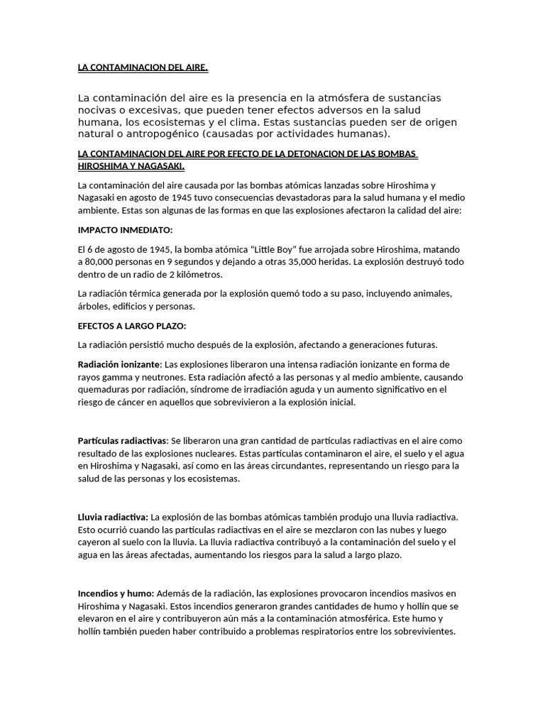 La Contaminacion Del Aire Pdf Radiación Contaminación