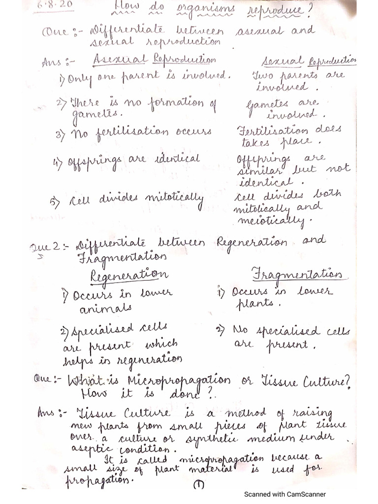 Reproduction Class 10 BIO | PDF