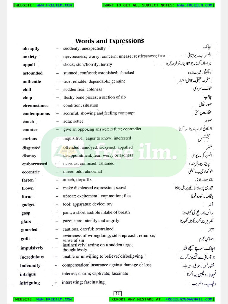 11th English Ch1 Exercise Notes | PDF