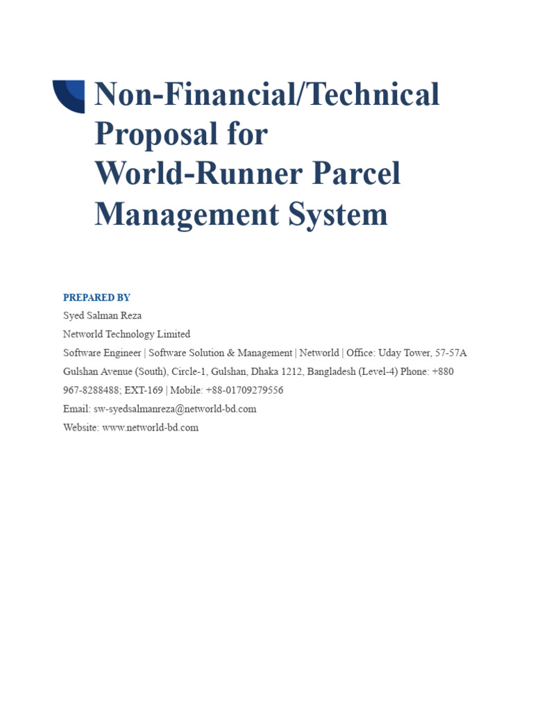 Proposal For World-Runner Parcel Management System | PDF | Databases ...