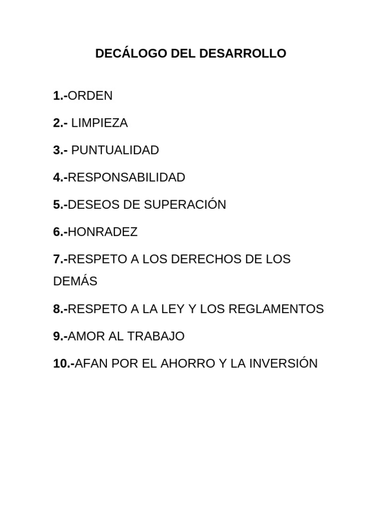 Decálogo Del Desarrollo | PDF