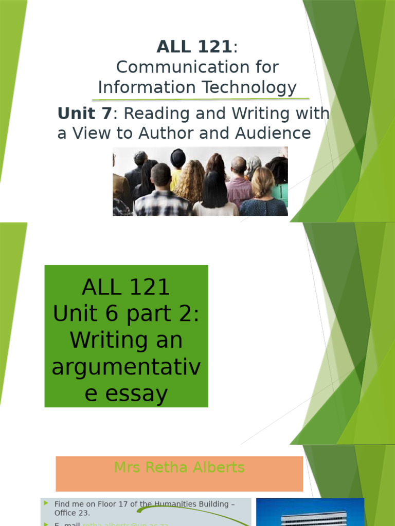 Unit 7-Reading and Writing With A View To Author and Audience - Emailed ...