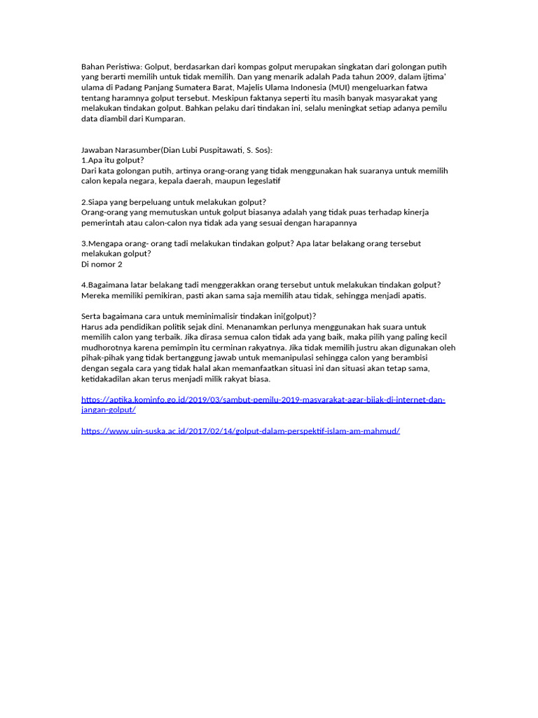 Apa Itu Golput Dari Narsum | PDF