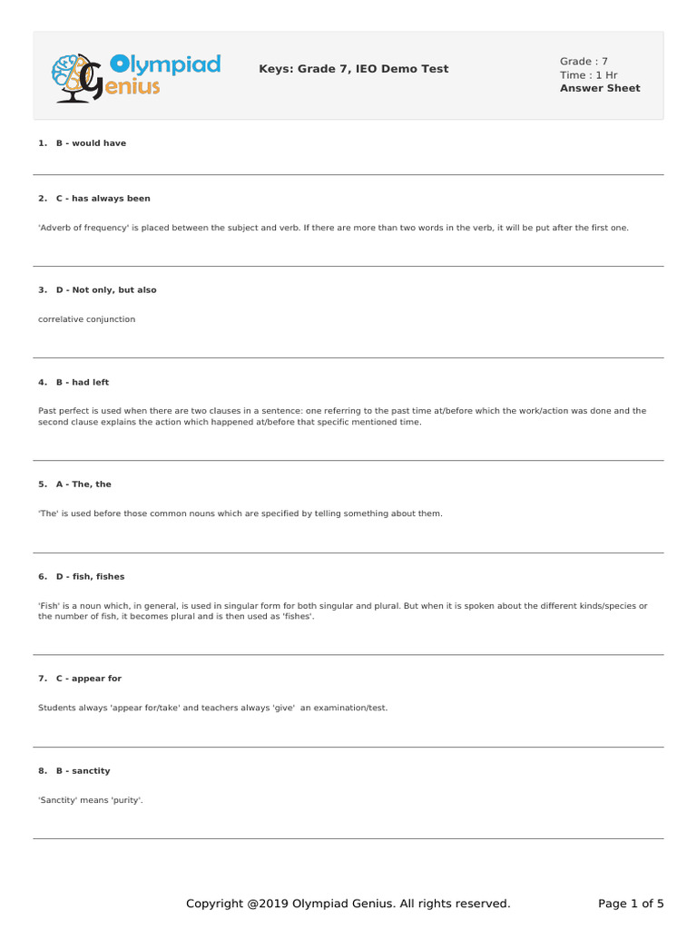 Ans Eng Pdf Verb Grammatical Number