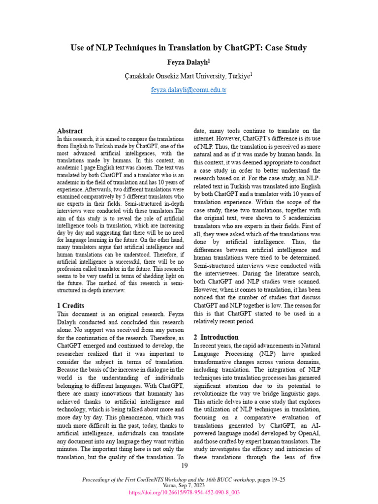 Use of NLP Techniques in Translation (!!!) | PDF | Artificial Intelligence | Intelligence (AI ...
