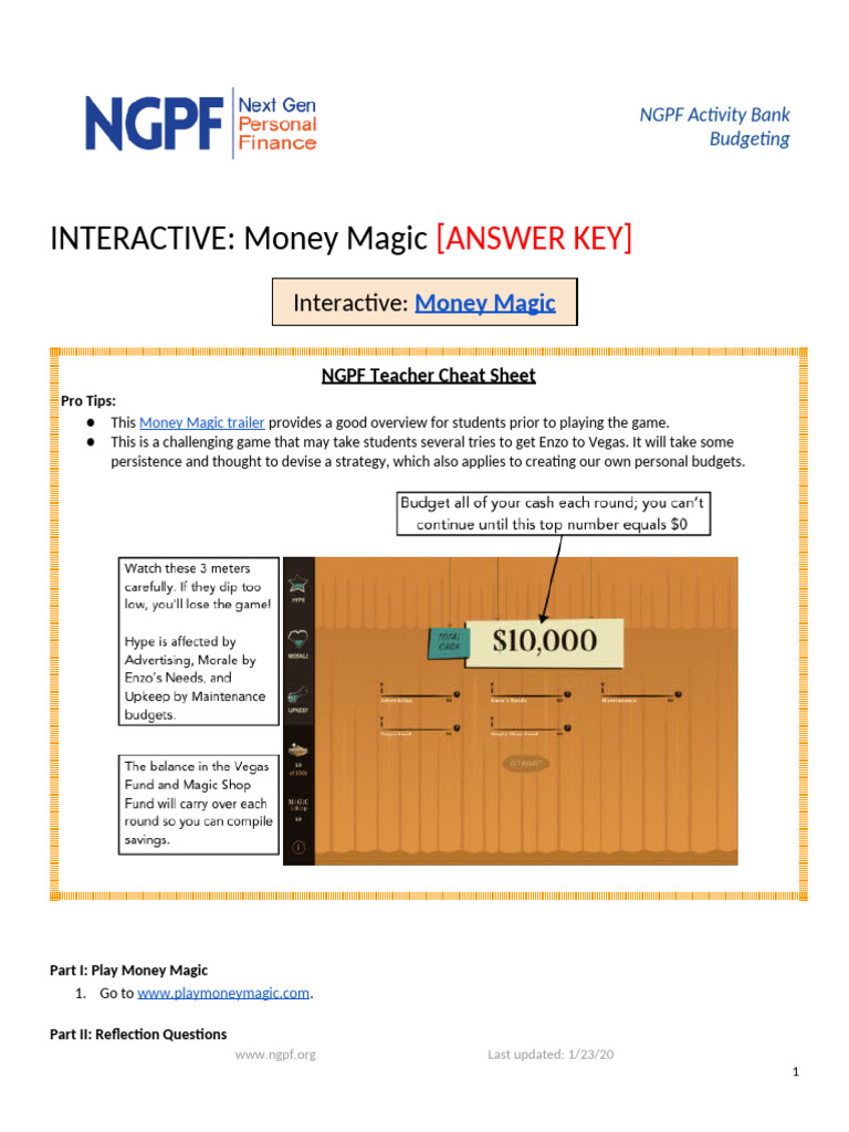 Interactive Money Magic (Answer Key) | PDF | Law