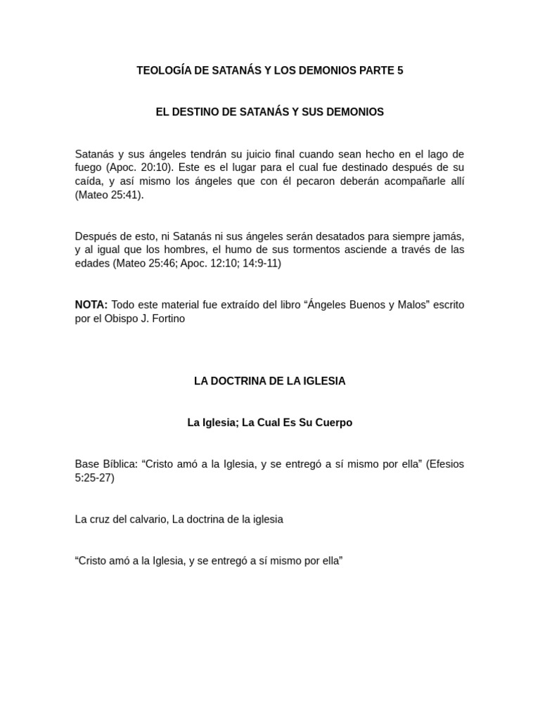 Teología de Satanás y Los Demonios Parte 5 | PDF