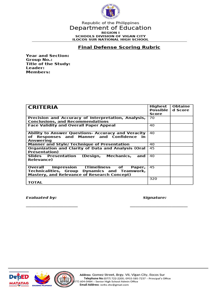 2024 Final Defense Scoresheet | PDF