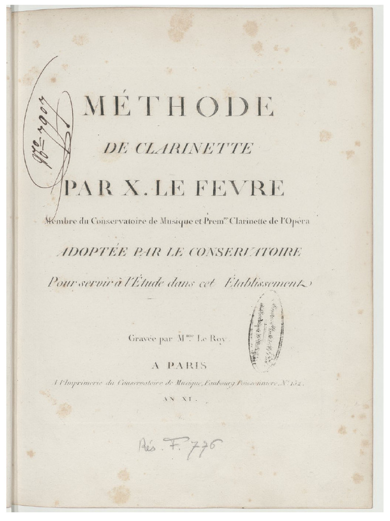 IMSLP567831 PMLP914807 Me Thode de Clarinette Adopte e ... Lefe Vre | PDF
