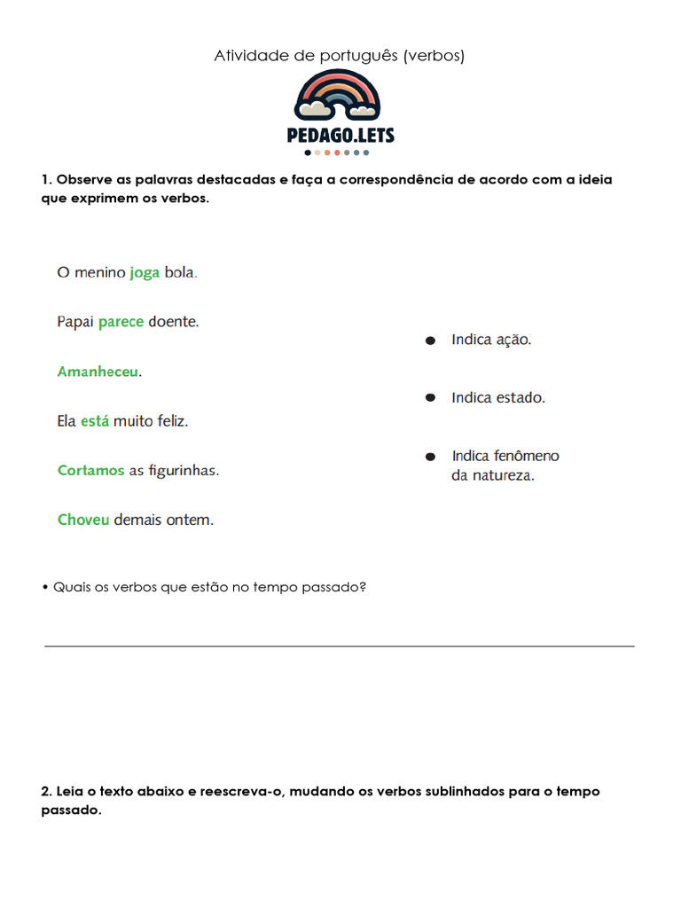 Atividade de português - VERBOS | PDF