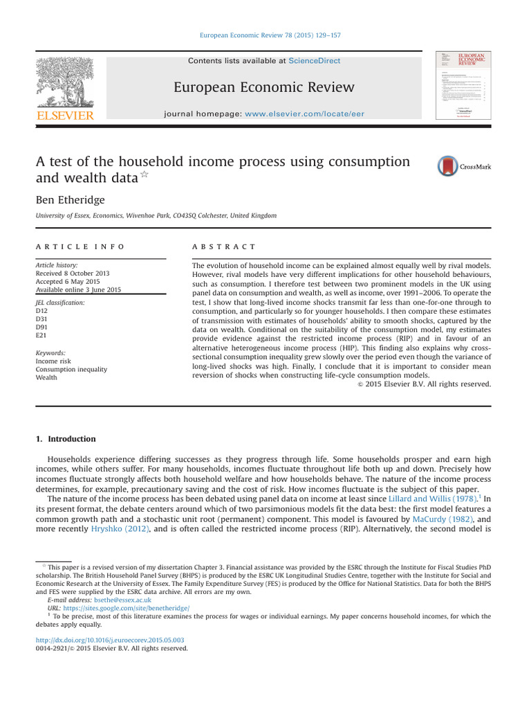 Econometrics Project Pdf Consumption Economics Variance