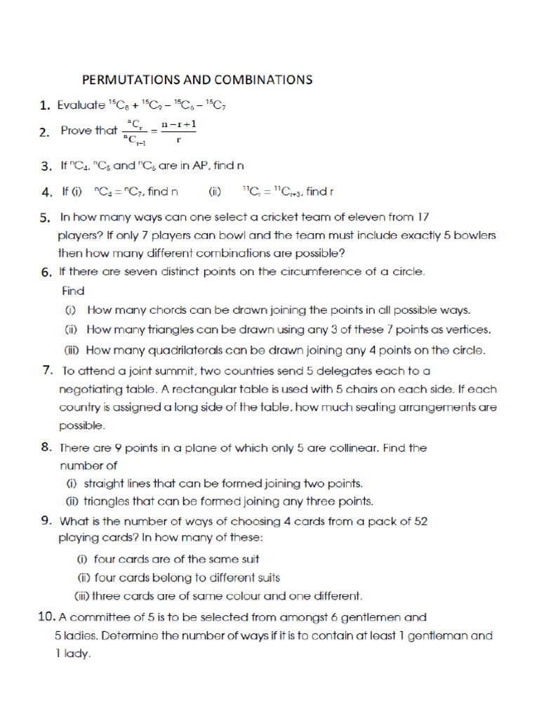 XI-PERMUTATIONS AND COMBINATIONS.d351aed | PDF