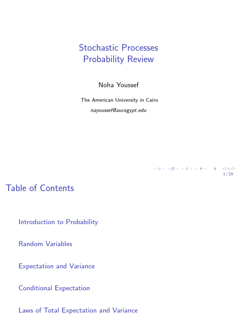 Probability Review Stochastic | PDF | Probability Distribution | Random Variable